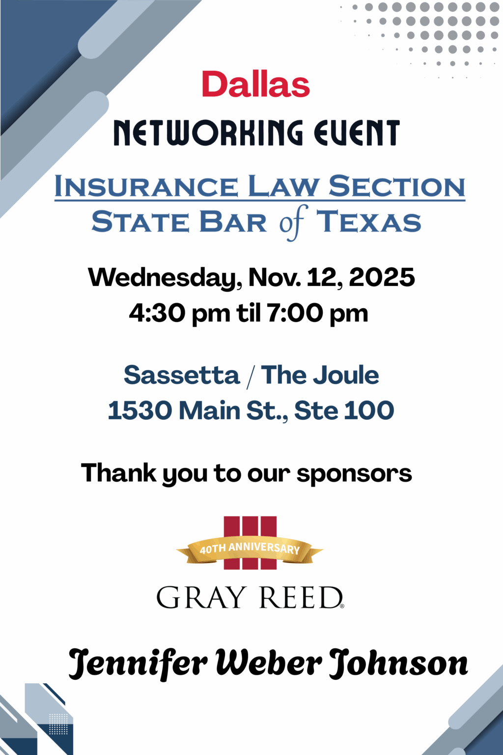Insurance Law Networking Event in Dallas – Insurance Law Section of the ...